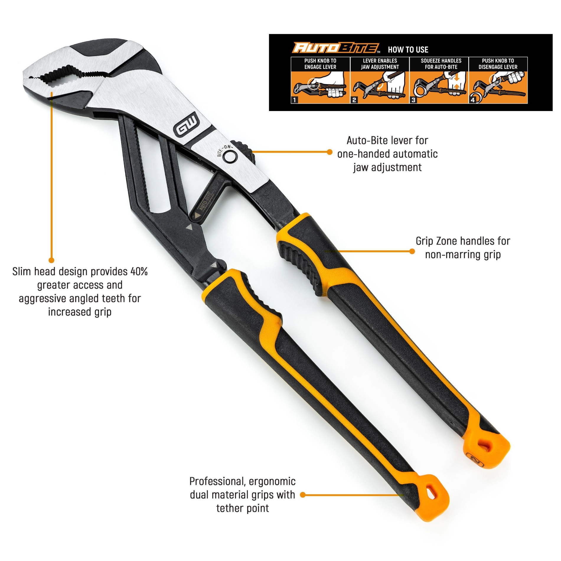 GEARWRENCH 4Pc PITBULL Auto-Bite? Dual Material Pliers - Hector Jones
